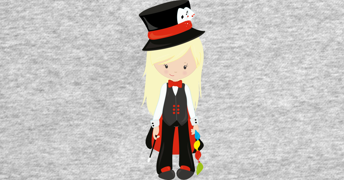 Magician Girl, Blonde Hair, Magic Wand, Cards - Magician Girl - T-Shirt ...