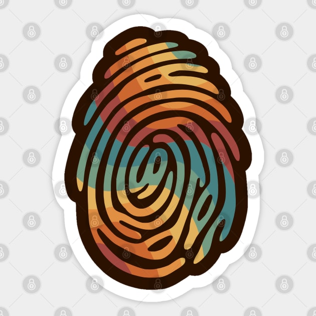 Retro style fingerprint design. - Fingerprint - Sticker | TeePublic