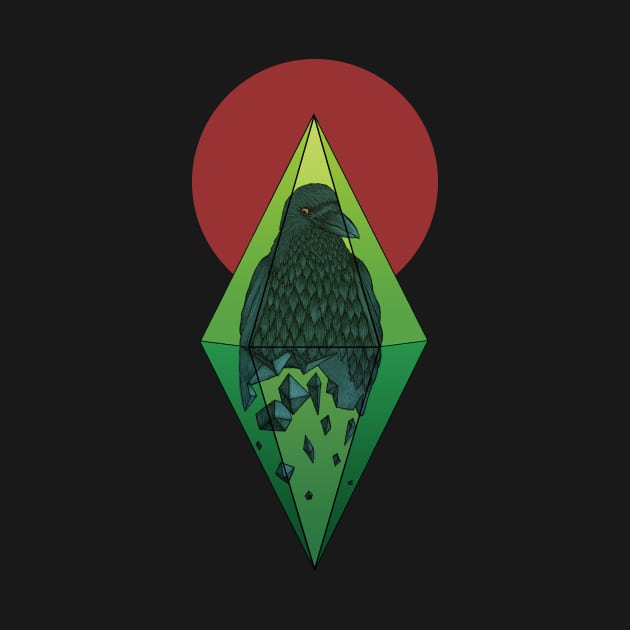 Geometric Crow in a diamond (tattoo style- Color version) - Crow - T ...