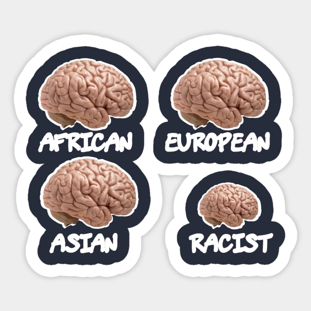 Human Brains vs Racist Brain - Racist - Sticker | TeePublic