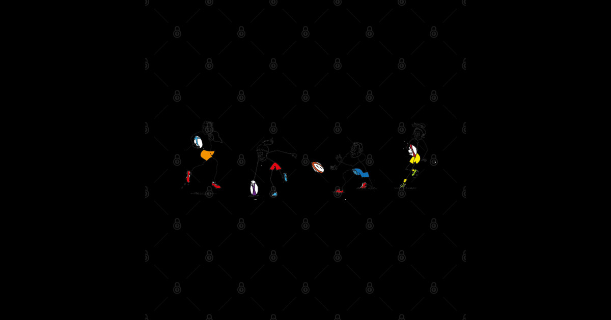 Mixed rugby stick figures - Rugby - Sticker | TeePublic