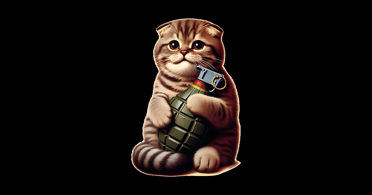 Cat and Grenade - Cat - Sticker | TeePublic