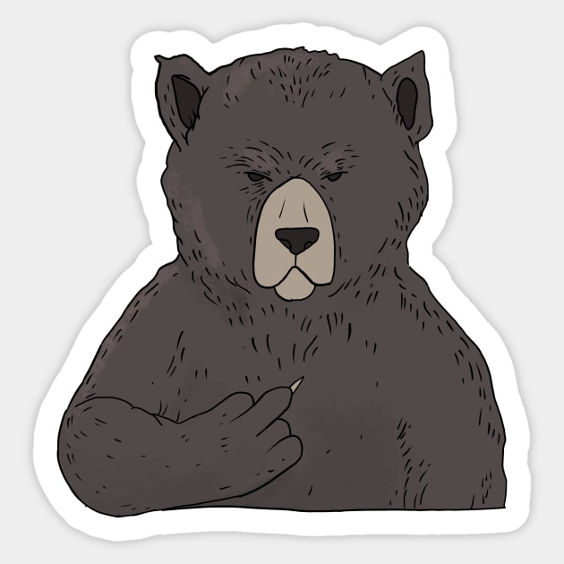 Grumpy Brown Bear Holding Middle Finger - Middle Finger - Sticker ...