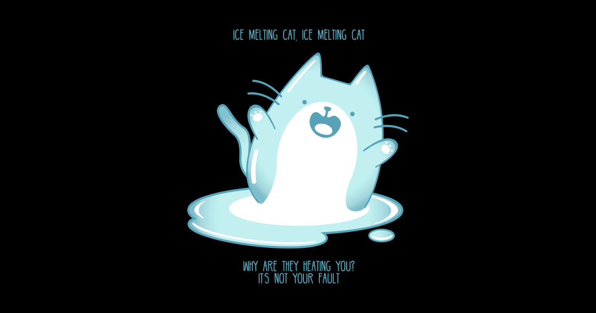 Kawaii Ice melting cat - Cat - Posters and Art Prints | TeePublic