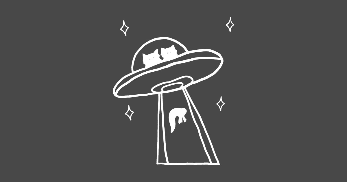 cat alien abduction line art - Cat Lover Gift - T-Shirt | TeePublic