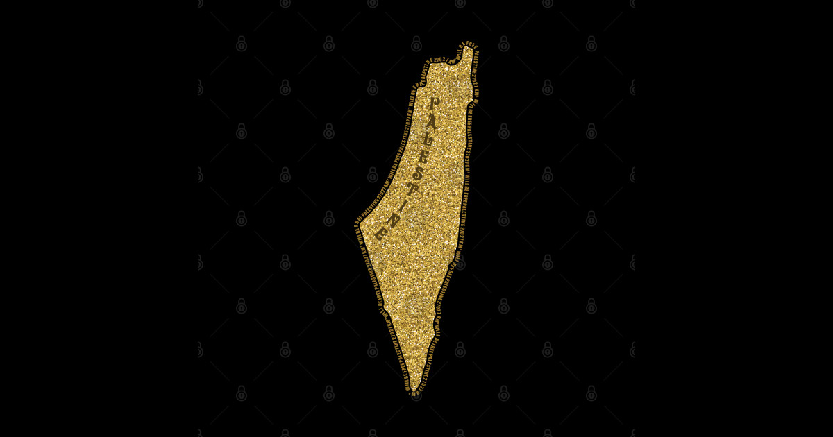 Palestinian Gold Glitter Map Area 27027 KM2 Palestine Will Be Free ...