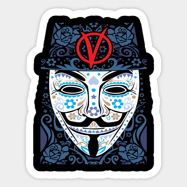 Vendetta Sugar Skull - The Day Of The Dead - Sticker | TeePublic