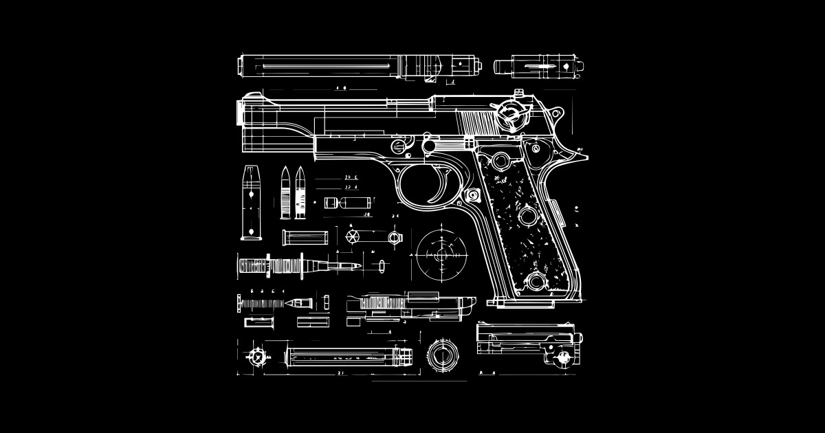 gun blueprint - Gun - Sticker | TeePublic