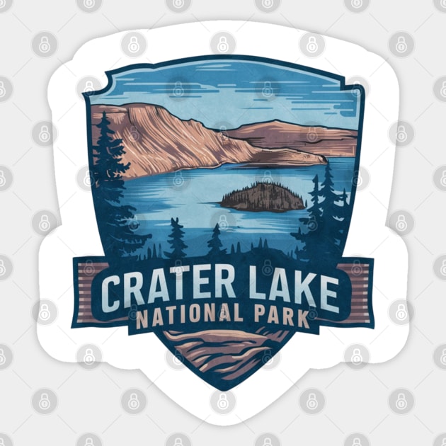 Crater Lake National Park Wizard Island - Crater Lake - Sticker | TeePublic