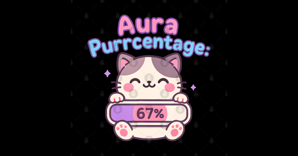 67 Cat Aura Energy At Six Seven Gen Z Alpha - Funny Cat Meme - Socks ...