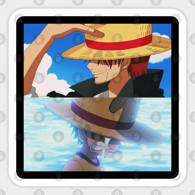 shanks and luffy - One Piece Red - Sticker | TeePublic