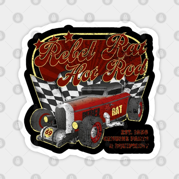 Hot Rod Rebel Rat - Hot Rod - Magnet | TeePublic