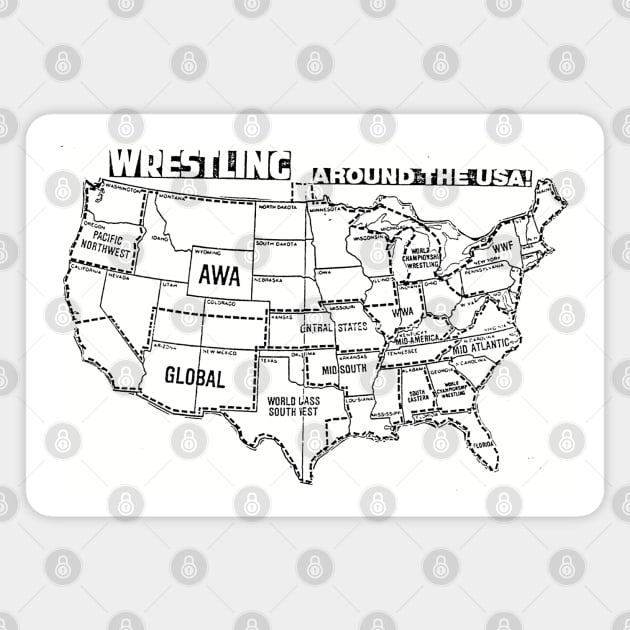 80s Wrestling Territories Map - Pro Wrestling - Magnet | TeePublic