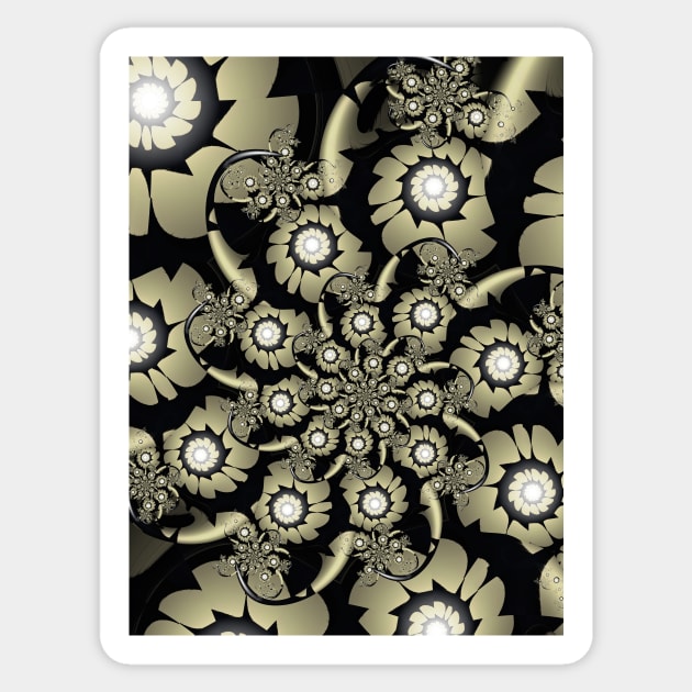 Black and Gold Flowers Pattern - Abstract - Sticker | TeePublic