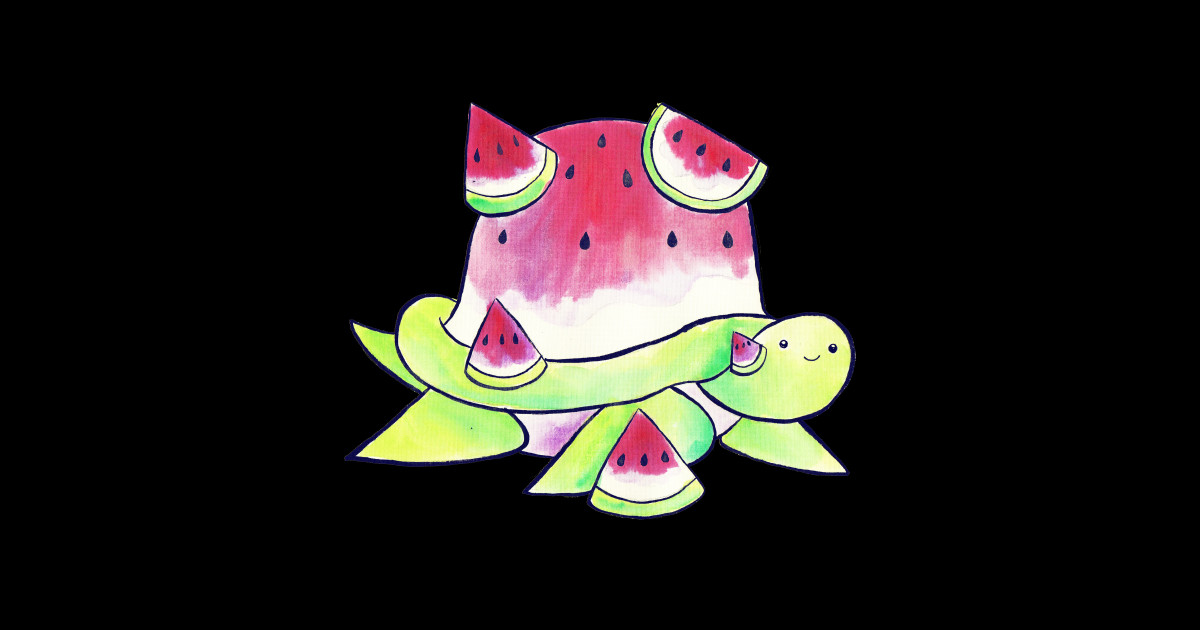 Watermelon Turtle Watercolor - Turtle - Sticker | TeePublic