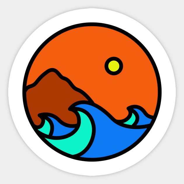 Waves and Mountain - Waves Pattern Mountain - Sticker | TeePublic