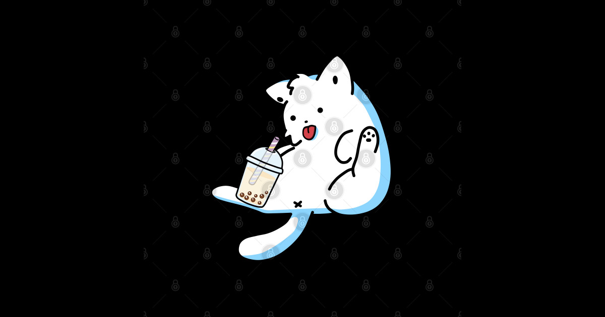 Lazy Boba Kitty! - Bubble Tea - Sticker | TeePublic