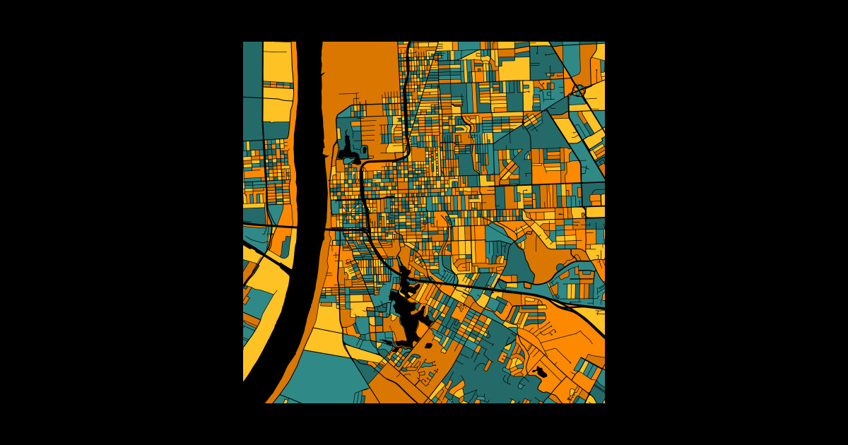 Baton Rouge Map Pattern in Orange & Teal - Baton Rouge Map - Sticker ...