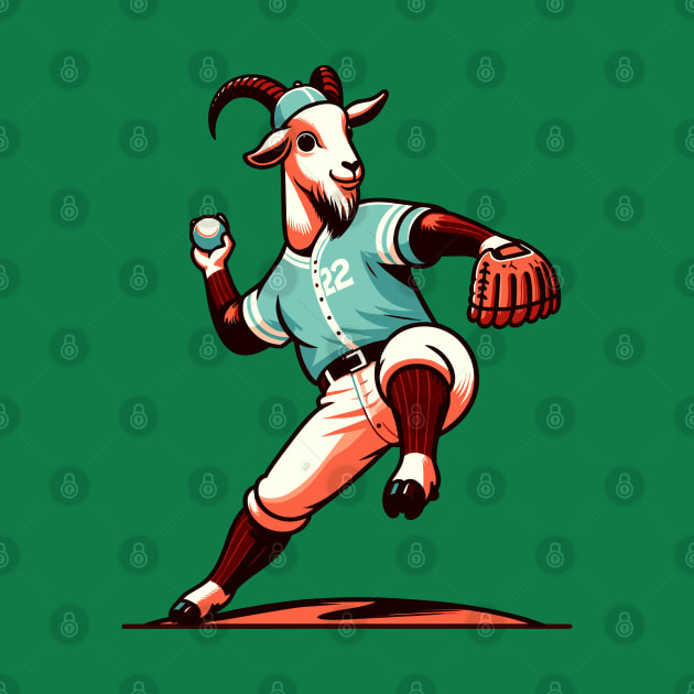 Throwback Goat pitcher - Vintage 1990s Cartoon Style Baseball Art ...