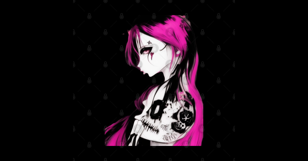 Anime Emo Rebel Girl Tattooed Girl Sticker Teepublic