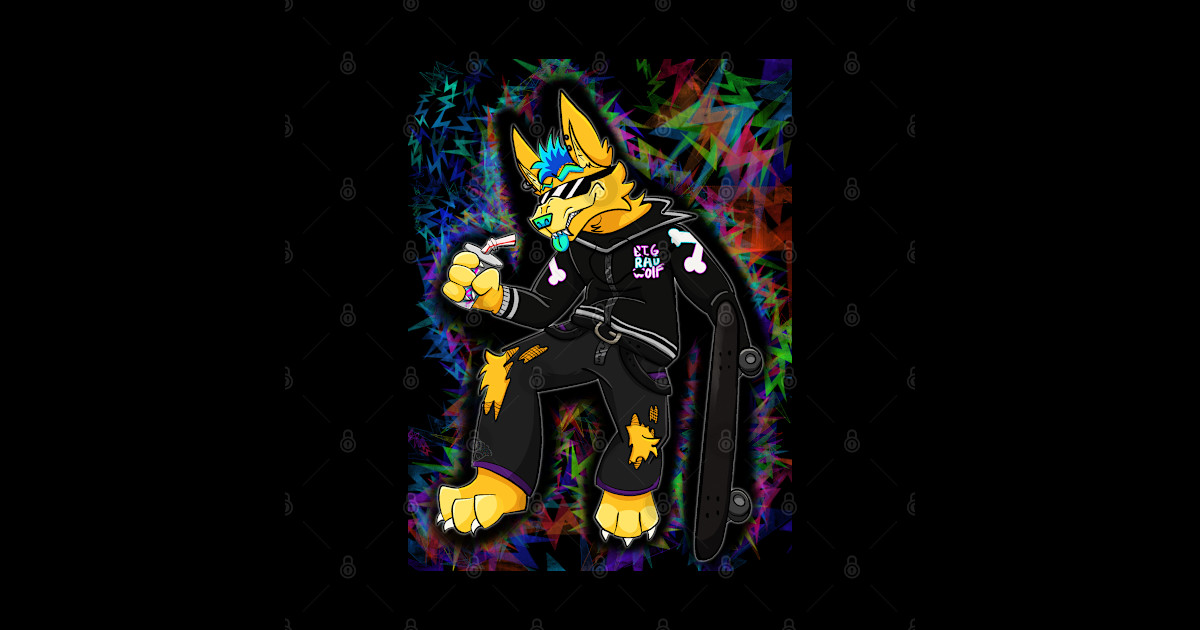 Big Rad wolf (with background) - Furry - Sticker | TeePublic