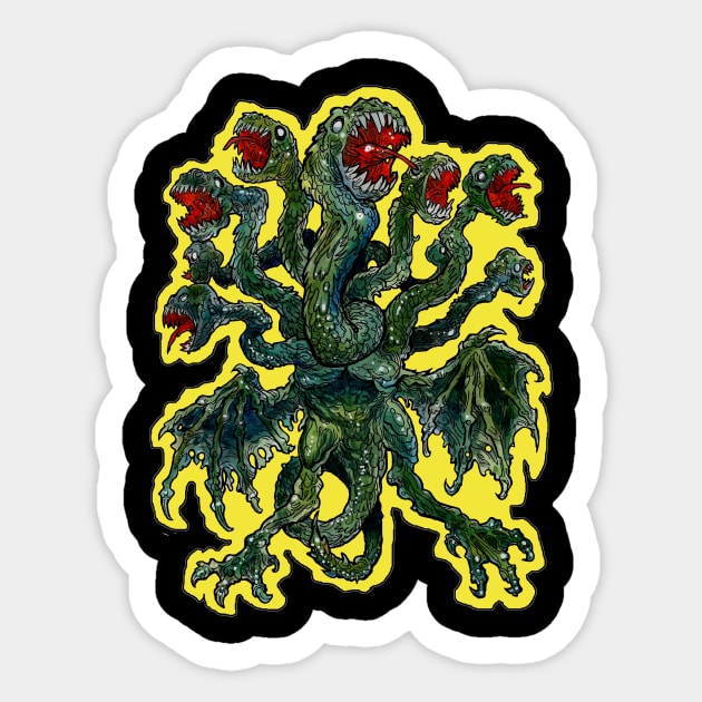Zombie Hydra Flaming Glow Design - Hydra - Sticker | TeePublic