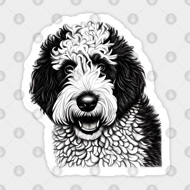 Sheepadoodle Dog Sketch - Sheepadoodle - Sticker | TeePublic