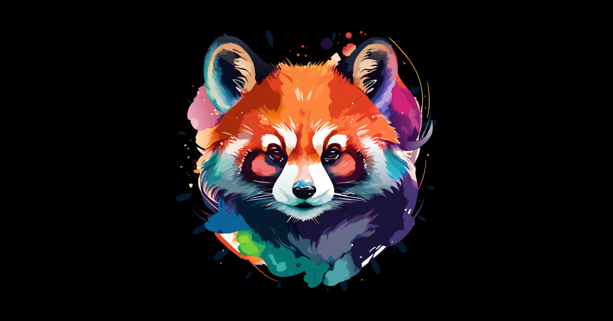 Vibrant Red Panda Watercolor Art Print - Red Panda - Posters and Art ...