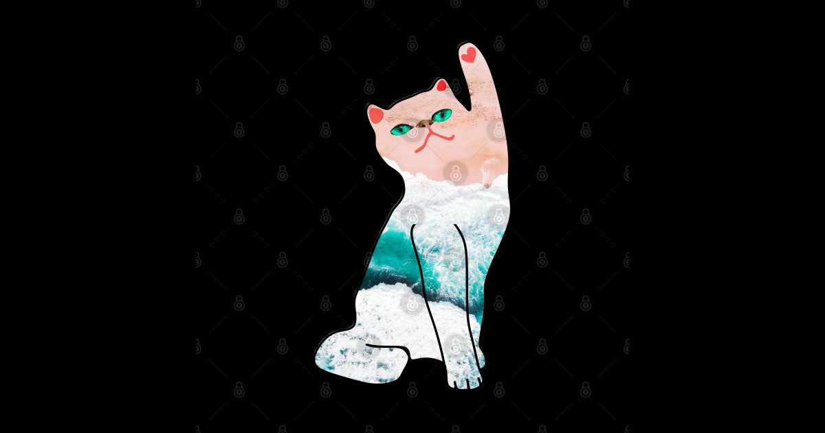 Sandy Beach Funky Kitty Cat - Funky Kitty Cat - Sticker | TeePublic