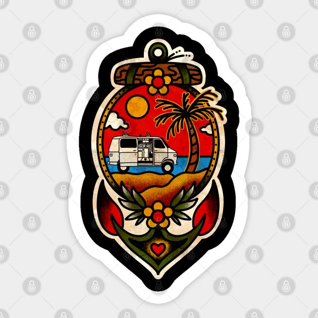 Traditional tattoo Vanlife - Vanlife - Sticker | TeePublic