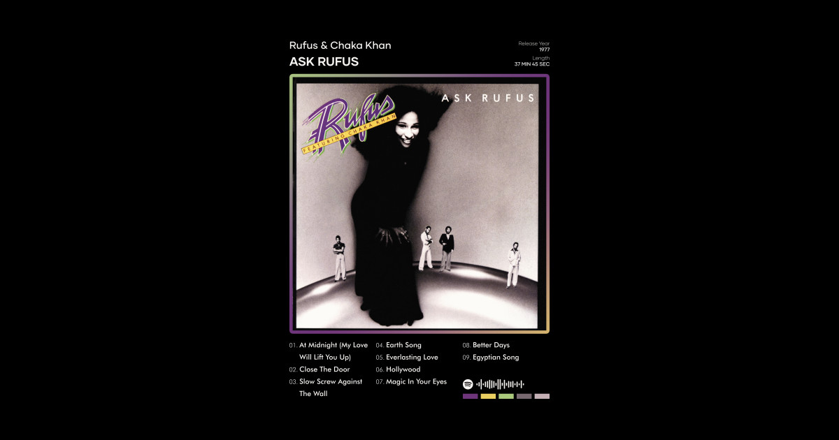 Rufus & Chaka Khan - Ask Rufus Tracklist Album - Rufus - Sticker ...