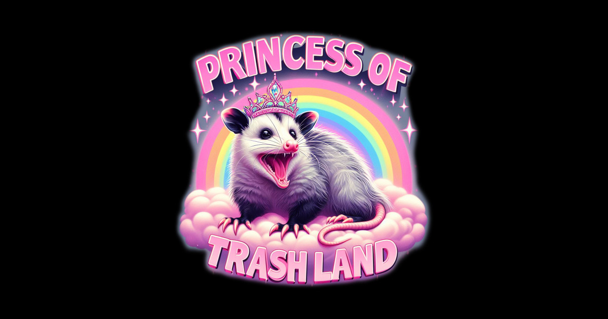 Princess Possum of Trash Land - Trash Opossum - Sticker | TeePublic