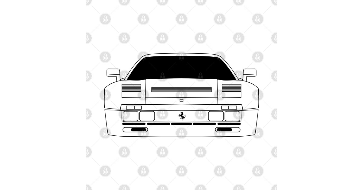 Ferrari 288 GTO Black Outline - Car - T-Shirt | TeePublic