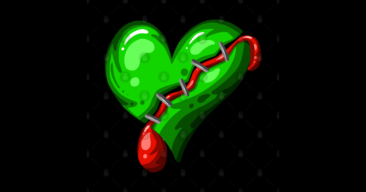 Dead Zombie Heart Cartoon Illustration with Blood and for Valentines ...