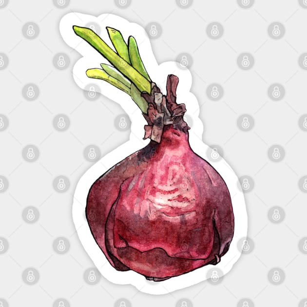 Red Onion Watercolor - Red Onion - Sticker | TeePublic