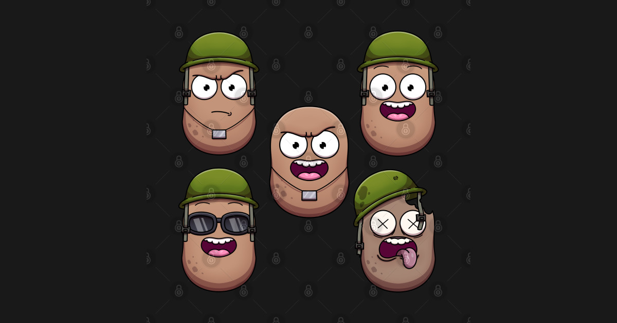 Funny Army Potato Characters Sticker Pack - Potato Squad - T-Shirt ...