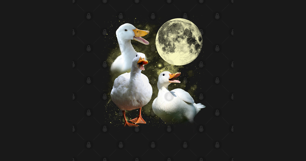 Parody Three Ducks Howling At The Moon - Ducks Howling - T-Shirt ...