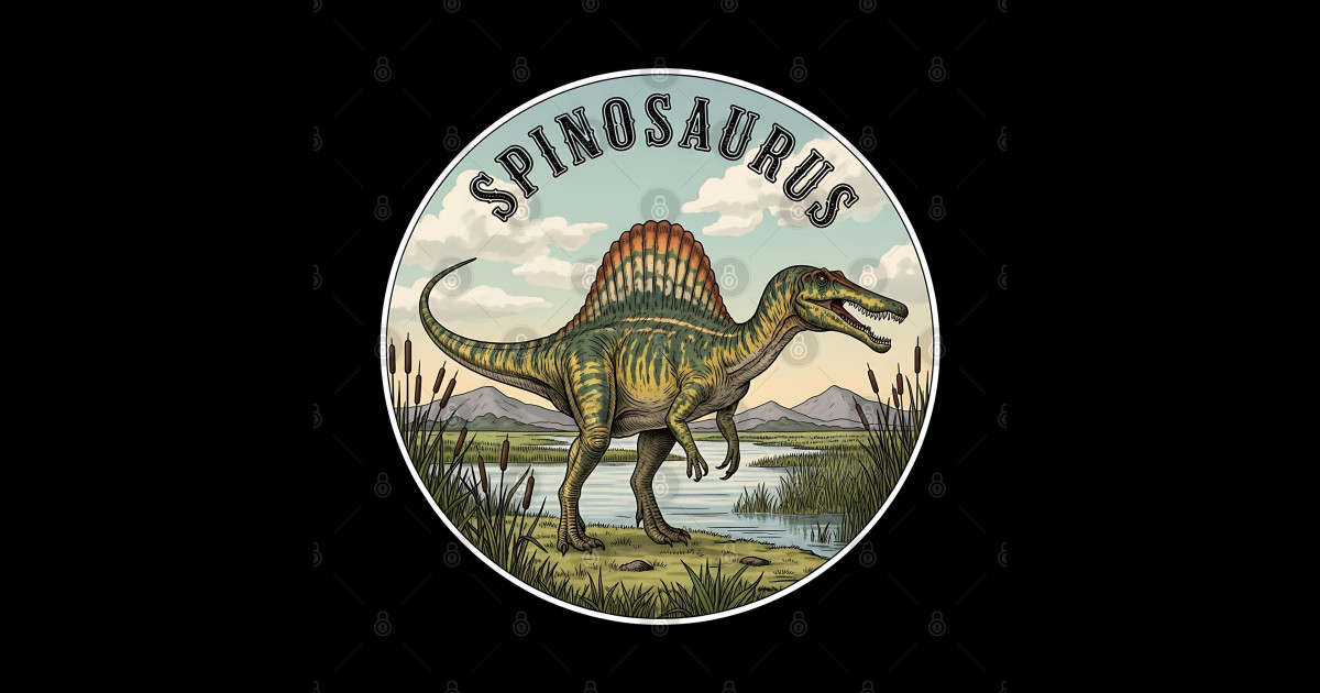 Spinosaurus Dinosaur Vintage Badge - Spinosaurus - Sticker | TeePublic