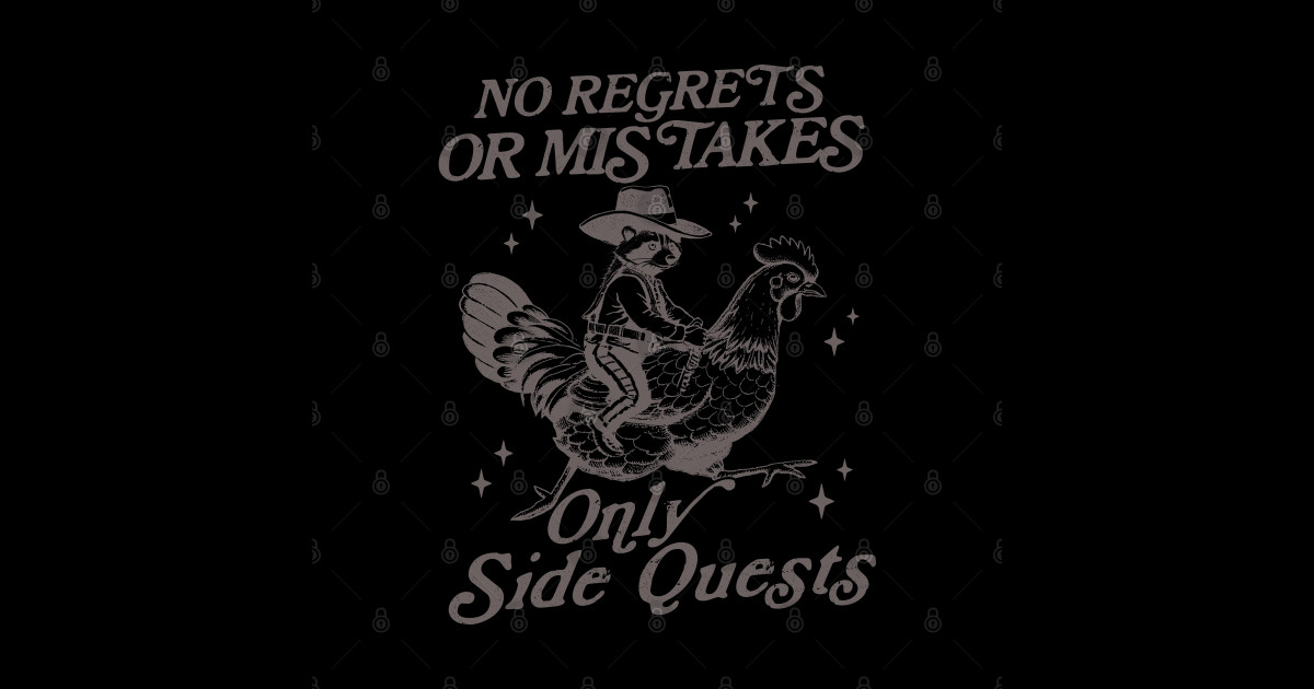 Raccoon No Regrets or Mistakes Only Side Quests, Funny Weirdcore ...