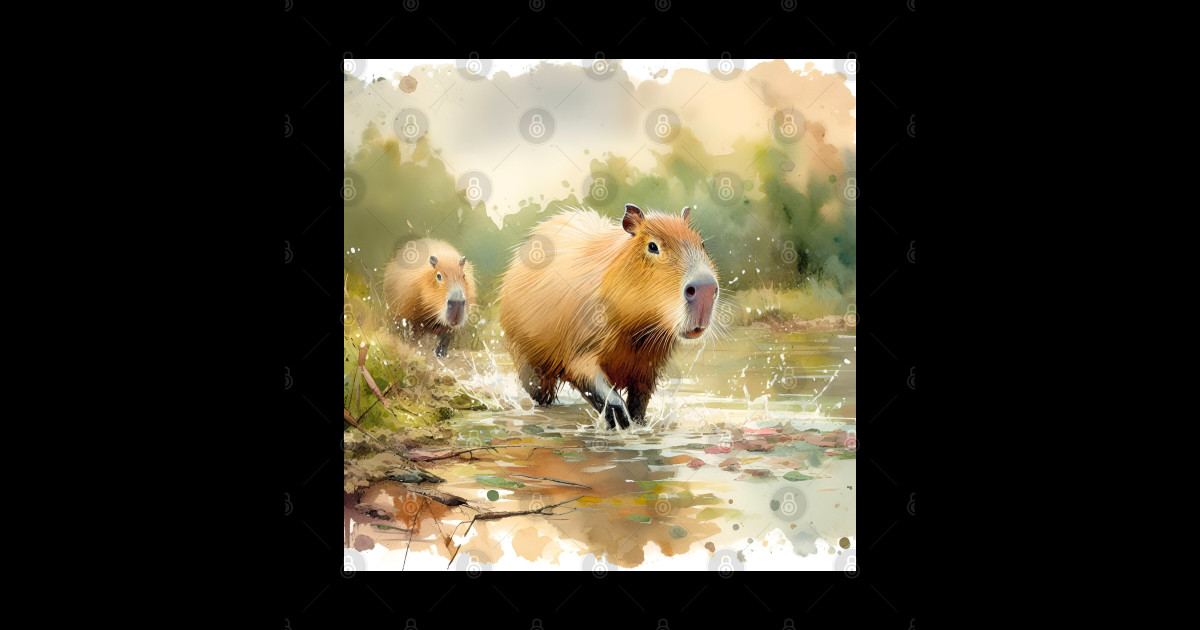 Capybara Art #22 | Capybara Lovers - Capybara - Posters and Art Prints ...
