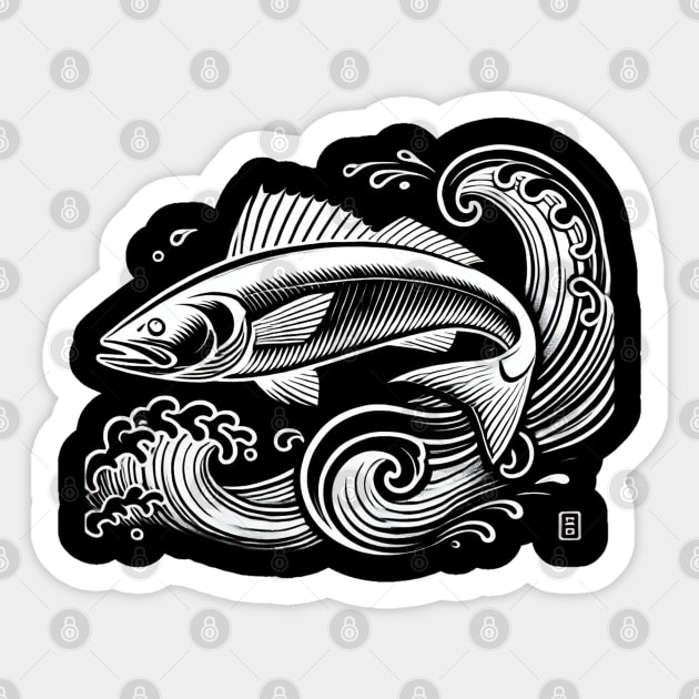 Japanese Orca – Ocean Spirit Linework Design - Seabass - Sticker ...