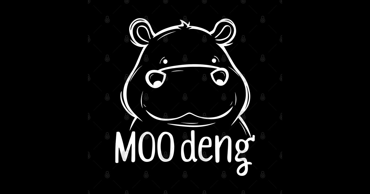 Moo Deng , cute pygym hippo, lineart style - Moo Deng - Sticker | TeePublic