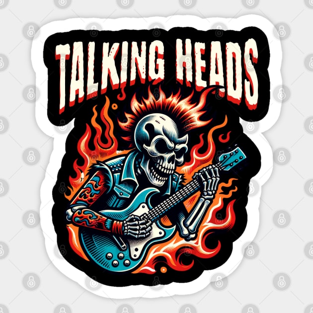 Talking Heads // Skull Flame - Talking Heads - Sticker | TeePublic