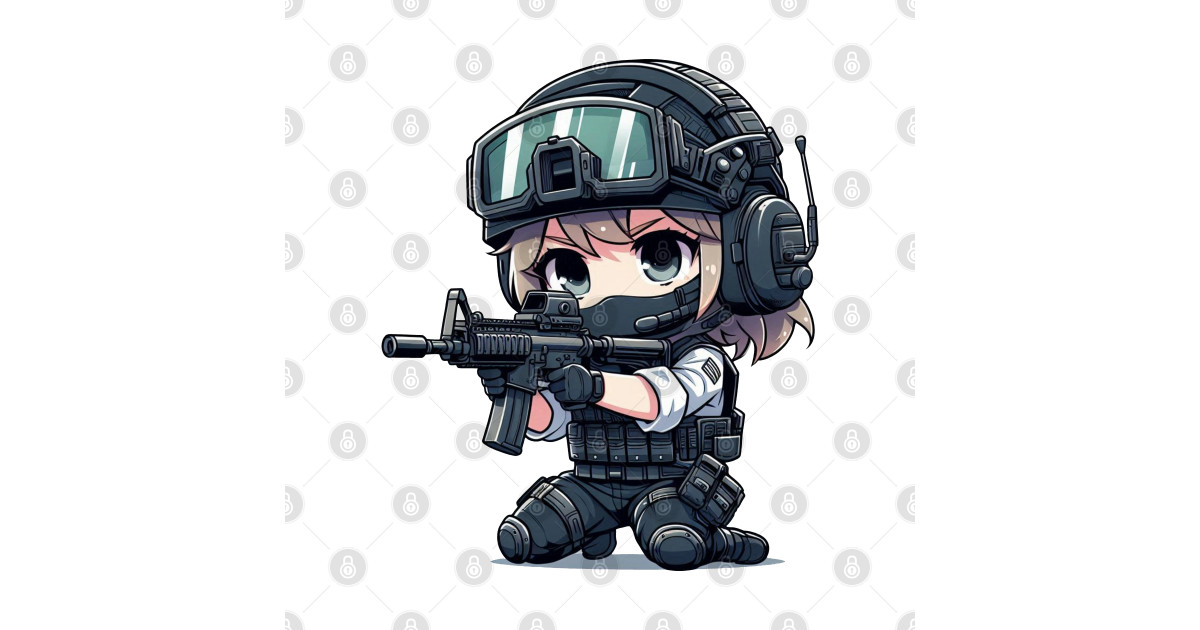 Tactical Chibi Girl - Chibi - T-Shirt | TeePublic