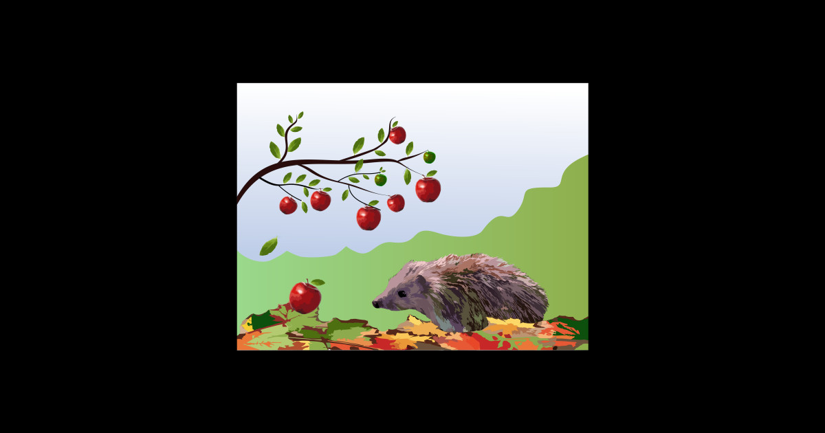 Cute hedgehog under an apple tree - Sidni - Design With Cute Hedgehog ...