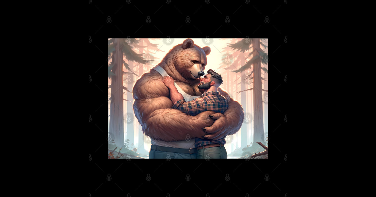 Gay Lumberjack and Anthro Furry Bear Lovers Art - Furry - Posters and ...