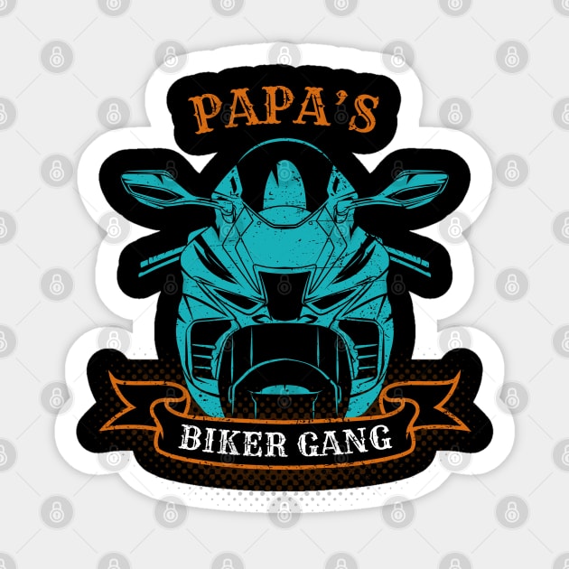 Papa's Biker Gang Father's Day - Papas Biker Gang - Sticker | TeePublic