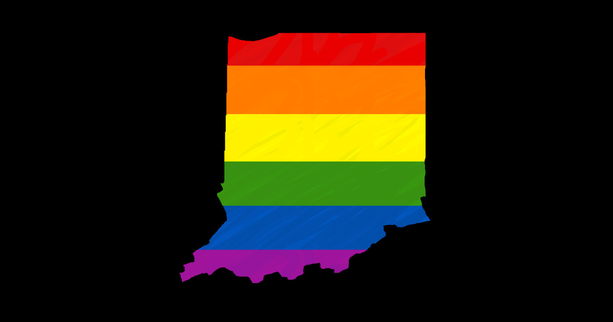 Rainbow Indiana Outline - Rainbow Indiana Outline - Sticker | TeePublic