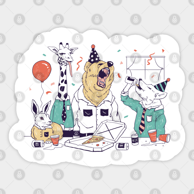 Party Animals! - Animals - Sticker | TeePublic