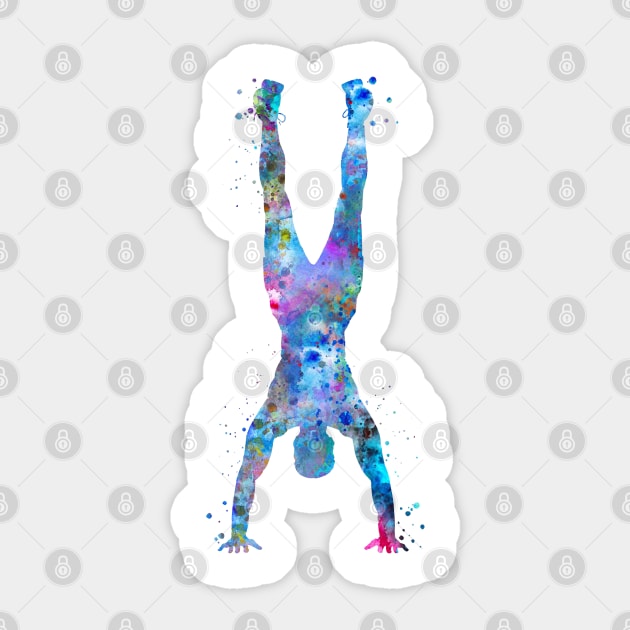 Hand stand by man - Sport Artwork - Sticker | TeePublic